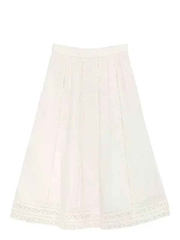Max Mara Lace-trim Midi Skirt - Neutrals