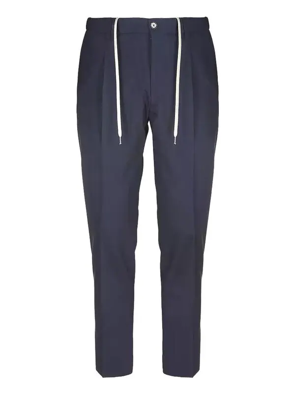 BE ABLE Drawstring Pleated Trousers - Blue
