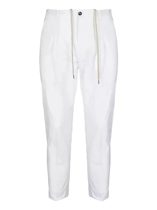 BE ABLE Riccardo Drawstring Pleated Trousers - White