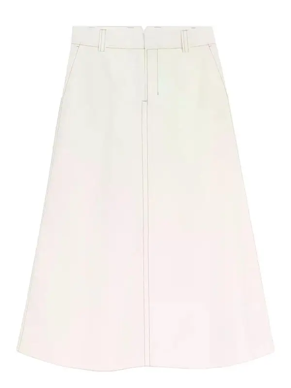 Ami Topstitch Maxi A-line Skirt - Neutrals
