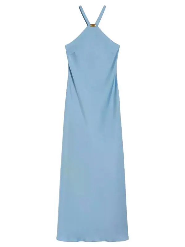 Max Mara Satin Halterneck Dress - Blue