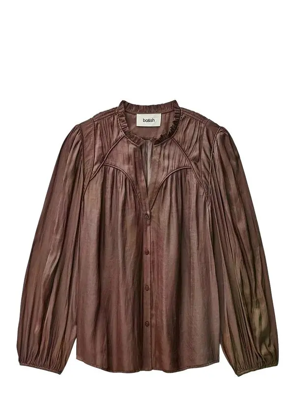 Ba&sh Ruffled-collar Button Shirt - Brown
