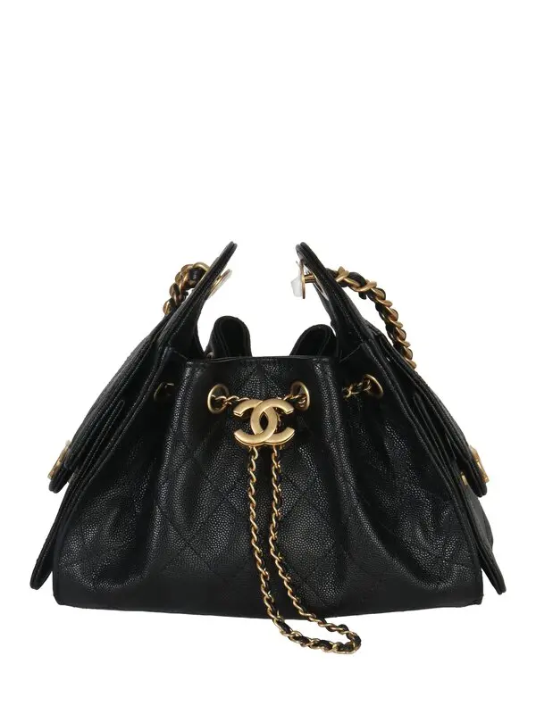 Chanel 26p Quilted Caviar Hobo - Black
