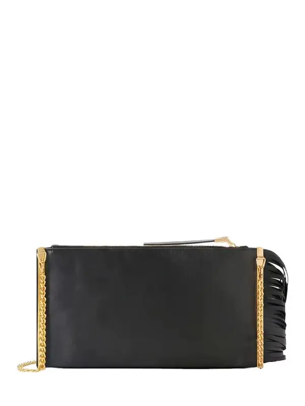Elisabetta Franchi Fringed-design Leather Shoulder Bag - Black