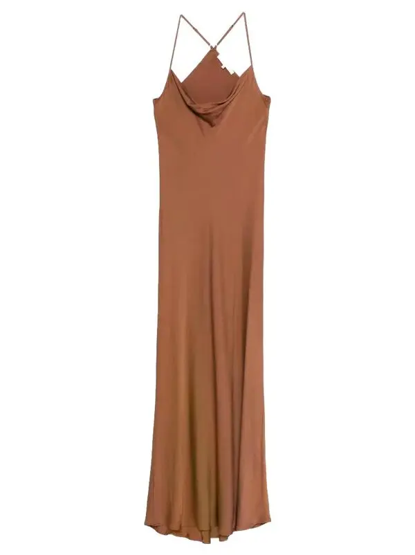 NOUVELLE SILK95FIVE St. Germaine Cowl Neck Slip Maxi Dress - Brown