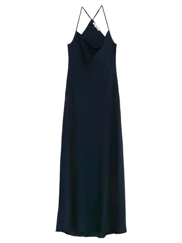 NOUVELLE SILK95FIVE St. Germaine Halterneck Draped Dress - Blue