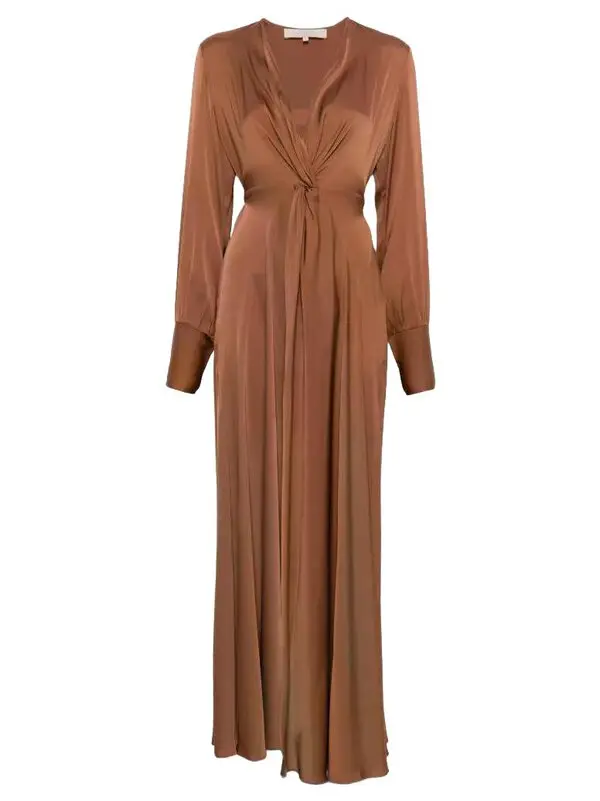 NOUVELLE SILK95FIVE Tie-waist Maxi Dress - Brown