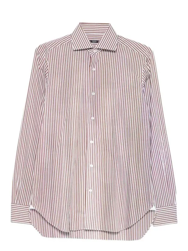 BARBA NAPOLI Striped Shirt - Brown