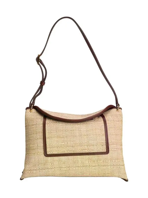 WANDLER Raffia Trim Tote Bag - Neutrals