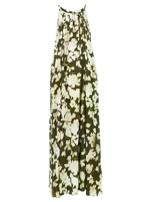 Emporio Armani Floral-print Halterneck Dress - Green