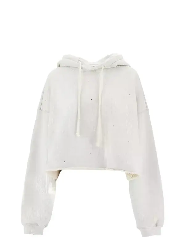 GOLDEN GOOSE Drawstring Cropped Hoodie - Grey