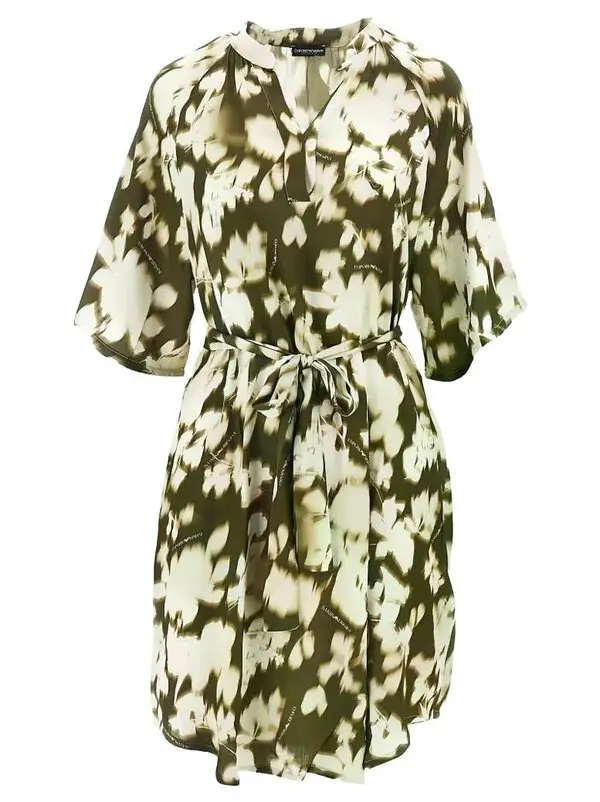 Emporio Armani Floral-print Tied Dress - Green