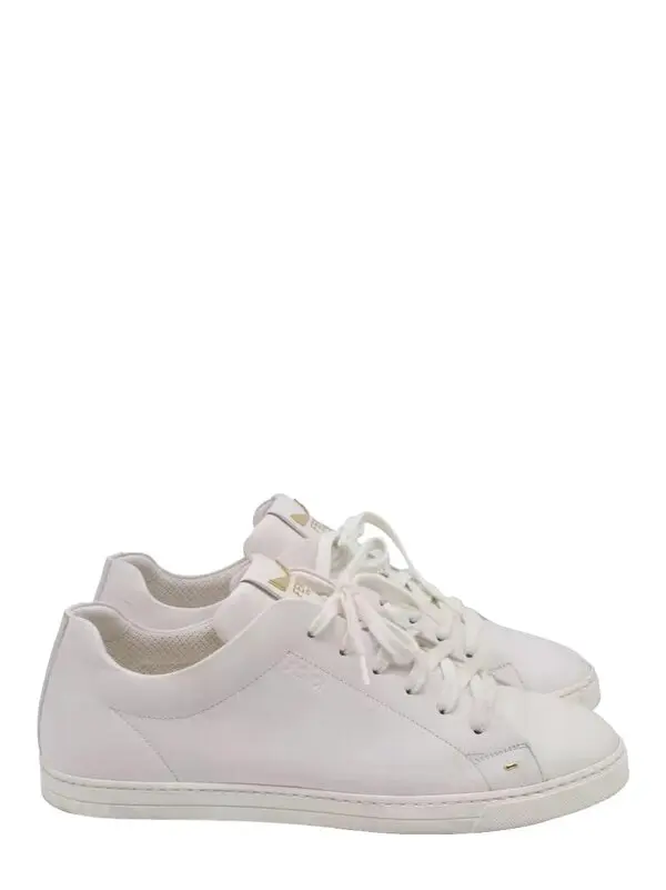 Fendi Embellished Leather Sneakers - White