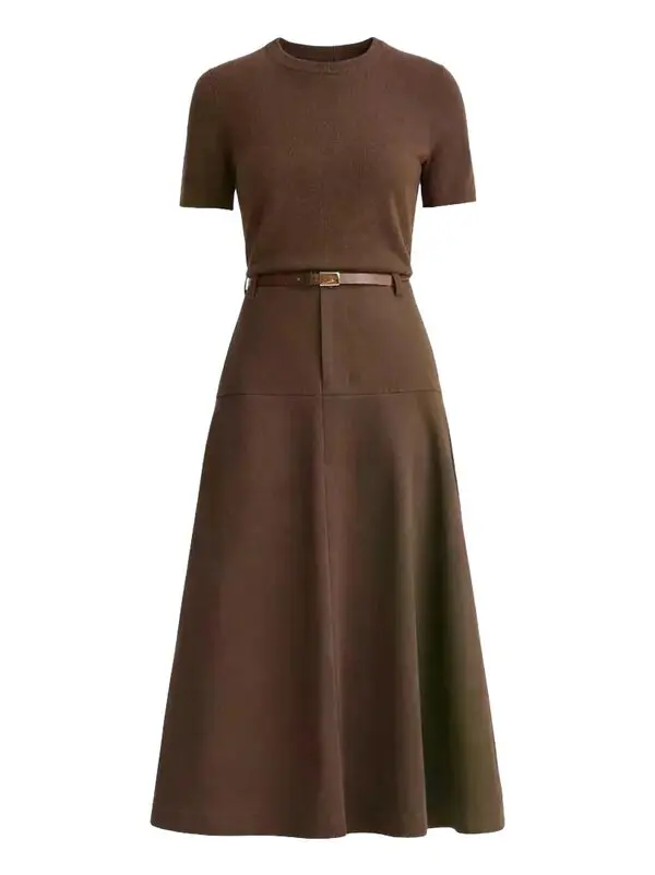 Vince Belted A-line Midi Skirt - Brown