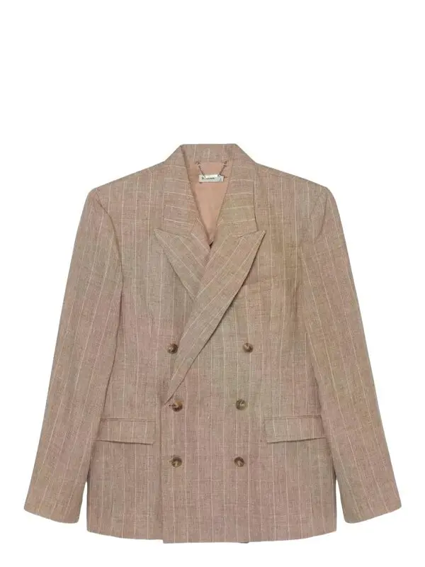Simkhai Lucas Striped Double-breasted Blazer - Neutrals