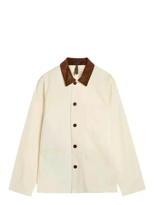 DRAKE'S Cotton Jacket With Corduroy Collar - Neutrals