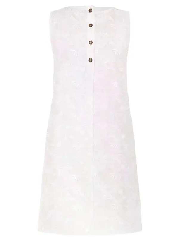 Marella Floral Button Midi Dress - White