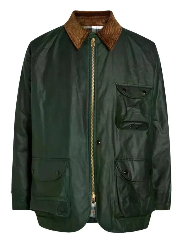 DRAKE'S Corduroy-collar Jacket - Green