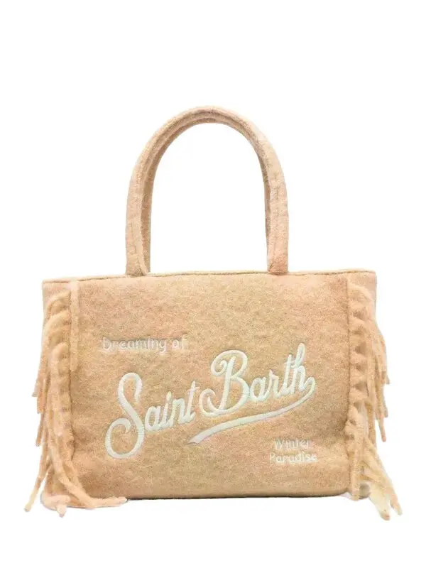 MC2 SAINT BARTH Embroidered Fringed Tote Bag - Neutrals