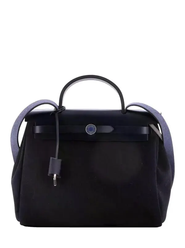 Hermès Herbag Zip Leather And Toile 31 Shoulder Bag - Blue