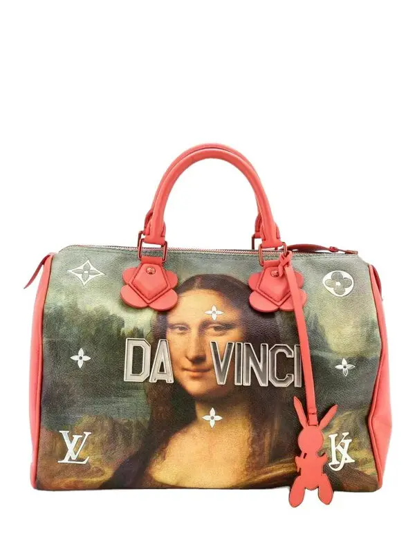 LOUIS VUITTON Speedy Handbag Limited Edition Jeff Koons Da Vinci Print Canvas 30 - Multicolour