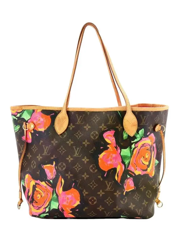 LOUIS VUITTON Neverfull Limited Edition Monogram Roses Mm Tote Bag - Brown