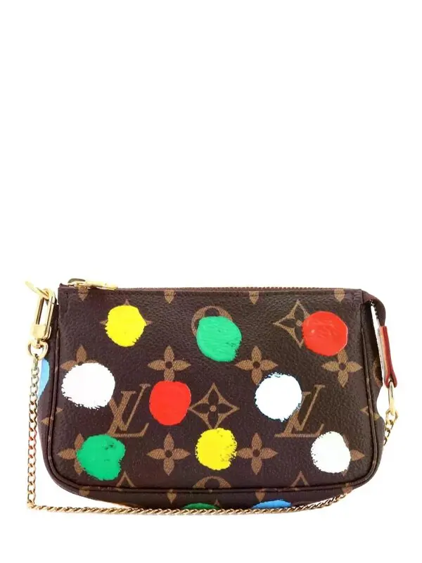 LOUIS VUITTON Yayoi Kusama Painted Dots Monogram Canvas Pochette Accessoires - Brown