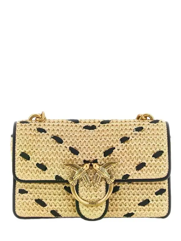 Pinko Love One Light Chevron Raffia Small Crossbody Bag - Neutrals