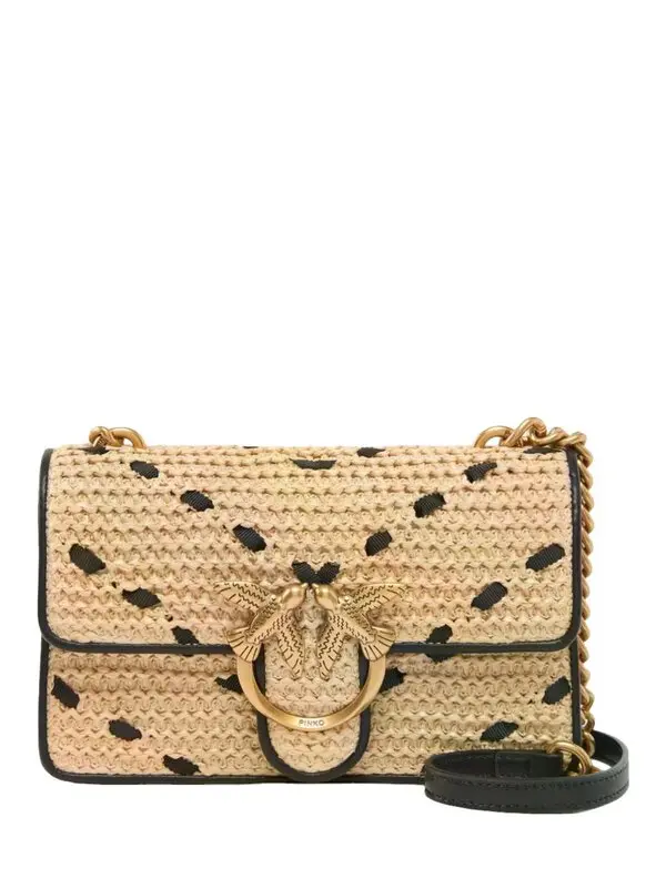 Pinko Love One Light Chevron Raffia Small Crossbody Bag - Neutrals