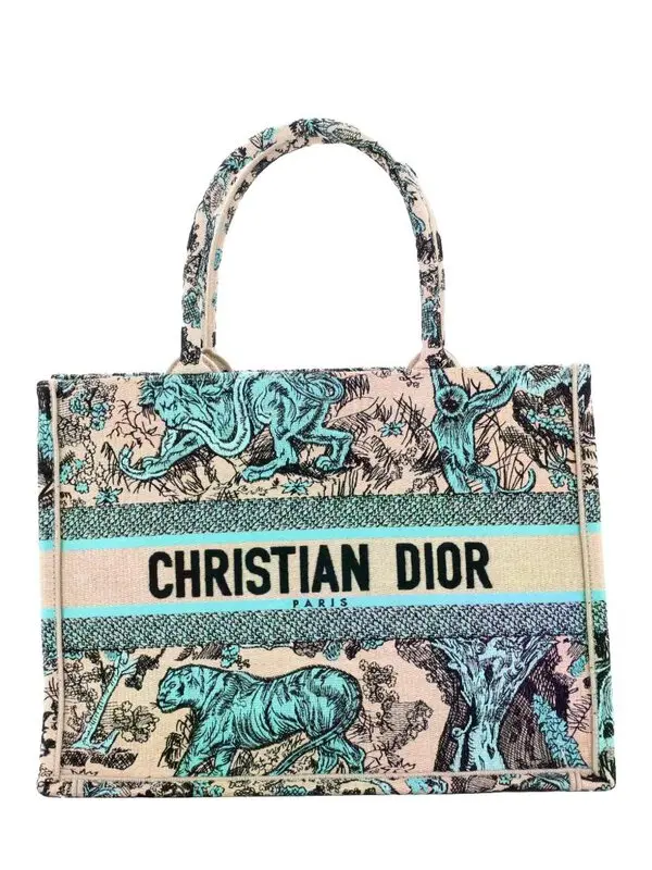 Dior Book Embroidered Canvas Medium Tote Bag - Blue