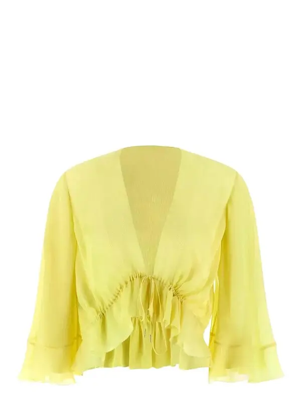 Alberta Ferretti Drawstring Ruffled Blouse - Yellow