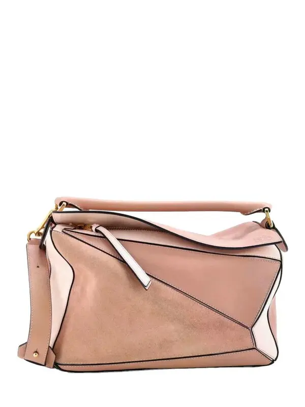 Loewe Puzzle Bag Leather And Suede Medium Satchel - Neutrals