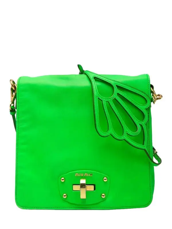 Miu Miu 2010-2025 Leather Wing Strap Crossbody Bag - Green