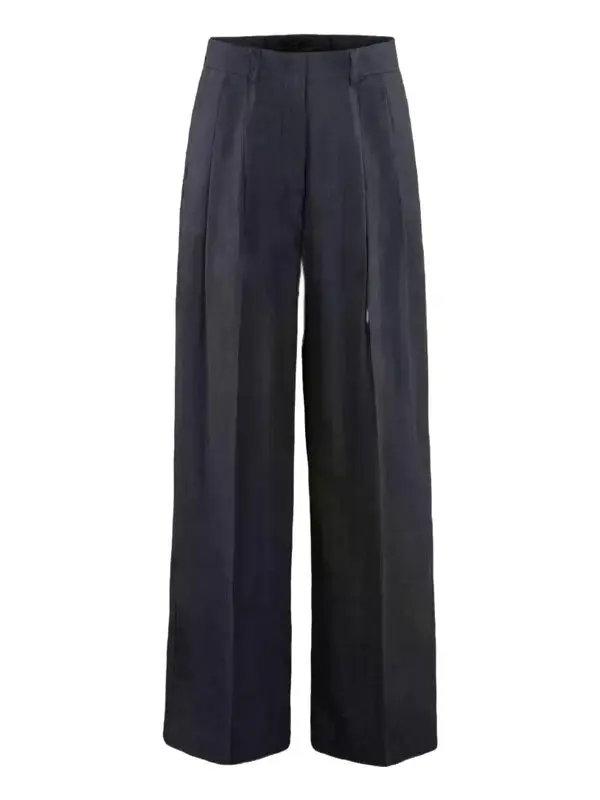 MOORER Wide-leg Pleated Trousers - Blue