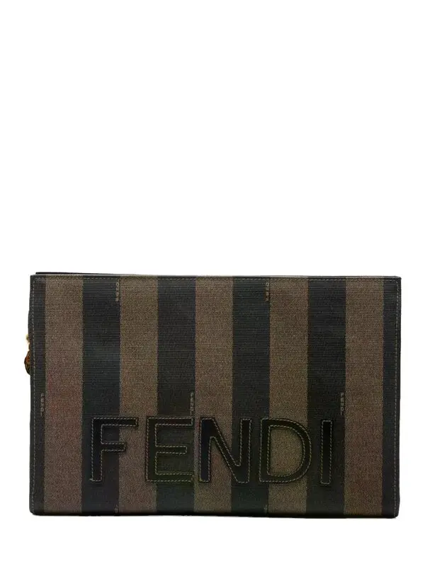 Fendi 20th Century Pequin Coated Canvas Clutch Bag - Black