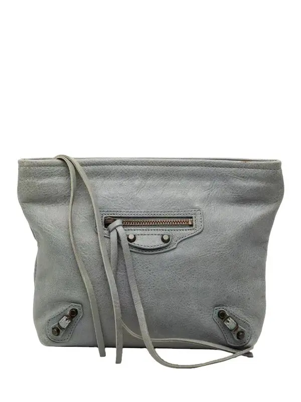 Balenciaga 2000-2002 Lambskin Motocross Classic Clutch Bag - Grey