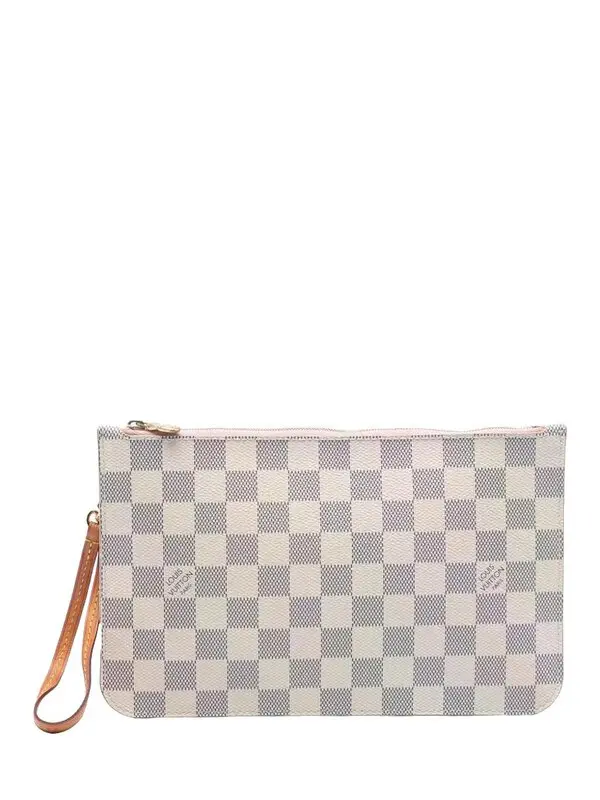 LOUIS VUITTON Damier Azur Neverfull Mm Pouch 2018 - White