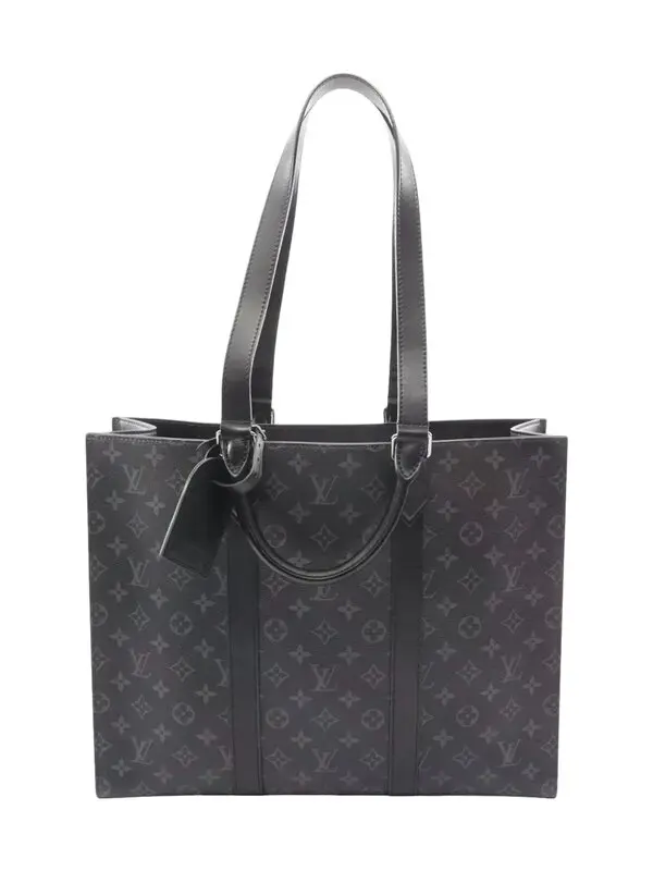 LOUIS VUITTON Monogram Eclipse Sac Plat 24h Tote Bag - Black