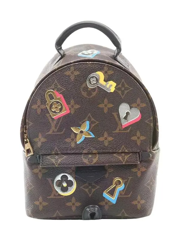 LOUIS VUITTON 2019 Monogram Love Lock Mini Palm Springs Backpack - Brown