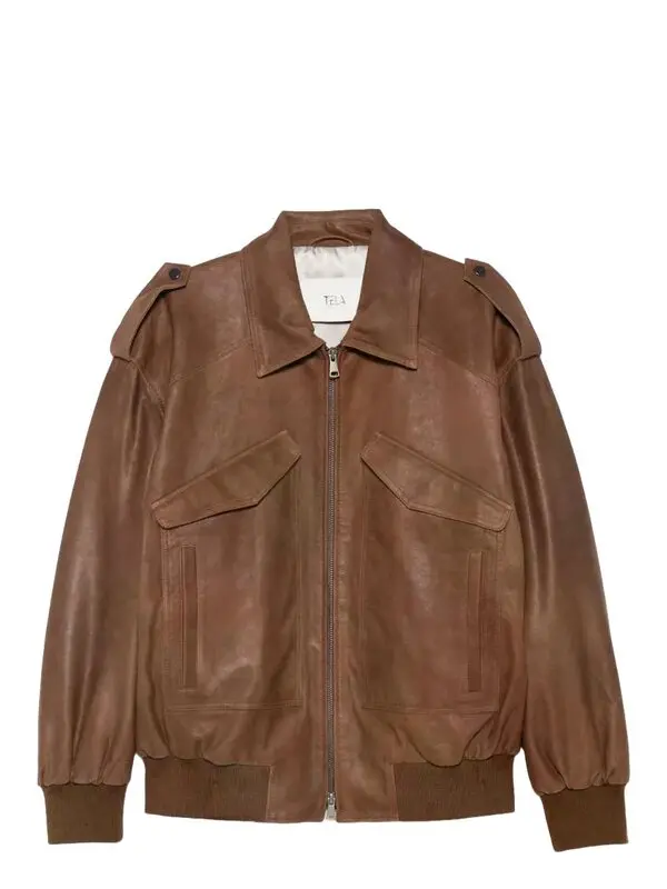 TELA Flap-pocket Bomber Jacket - Brown