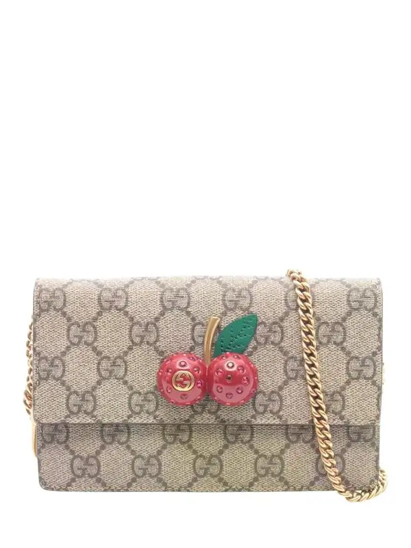 Gucci Mini Gg Supreme Cherry Crossbody Bag - Brown
