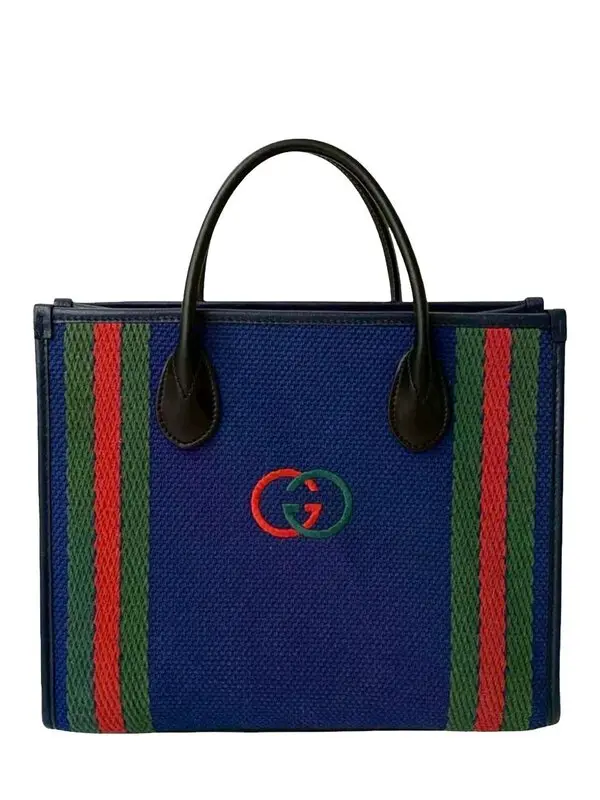 Gucci Canvas Interlocking G Satchel - Blue