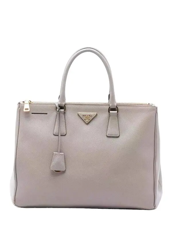Prada Large Saffiano Lux Galleria Double Zip Tote Bag - Grey