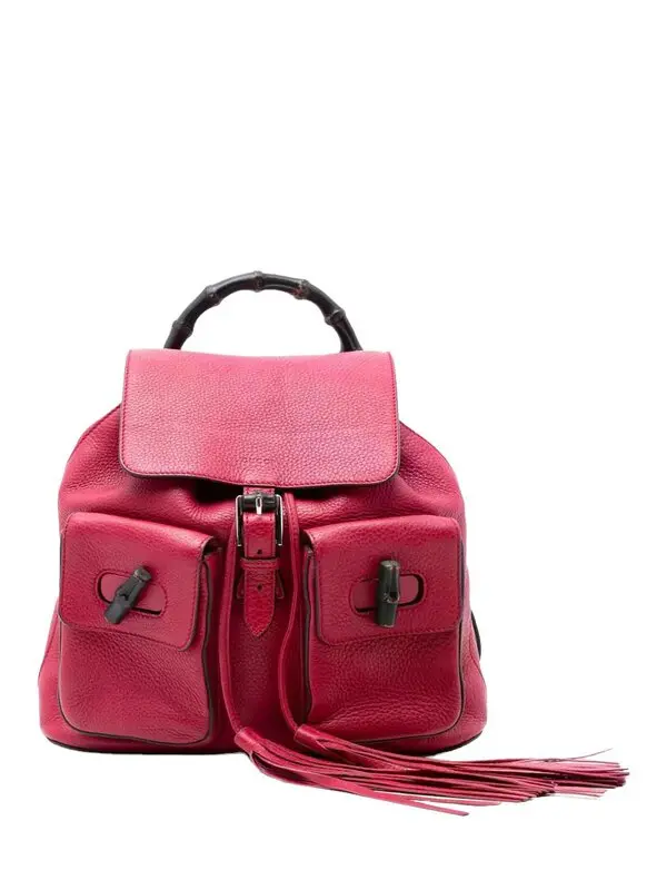 Gucci Leather Bamboo Tassel Backpack - Pink