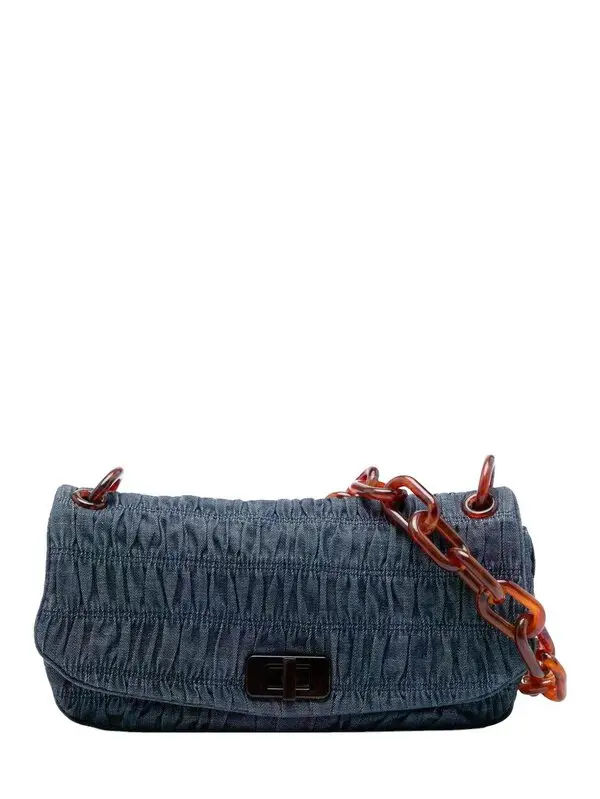 Prada 2000-2013 Denim Gaufre Resin Chain Shoulder Bag - Blue