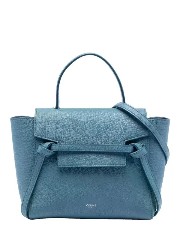 Celine Nano Grained Calfskin Belt Bag Satchel - Blue