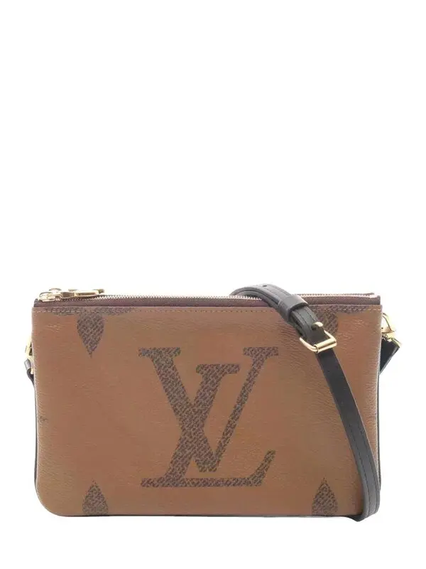 LOUIS VUITTON 2020 Monogram Giant Reverse Double Zip Pochette - Brown