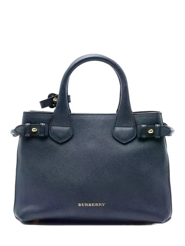 Burberry Grainy Calfskin And House Check Banner Satchel - Blue