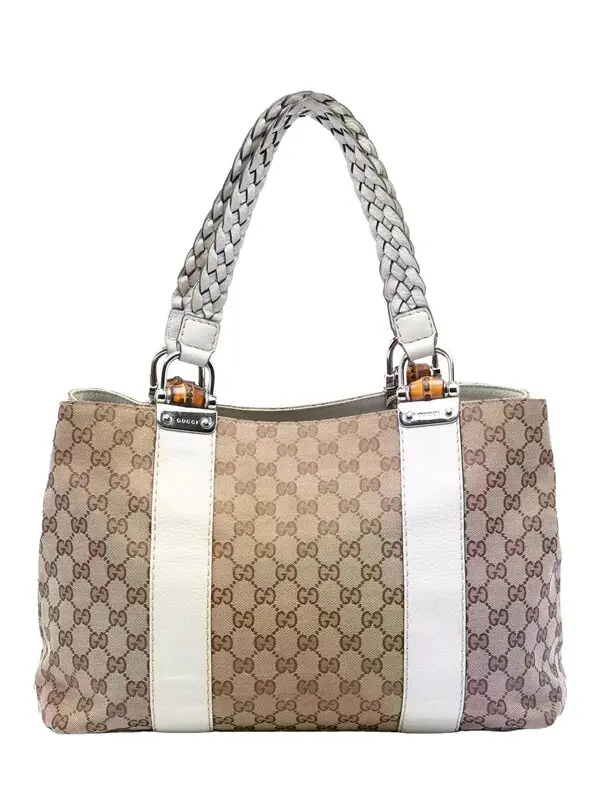 Gucci Medium Gg Canvas Bamboo Libeccio Tote Bag - Brown