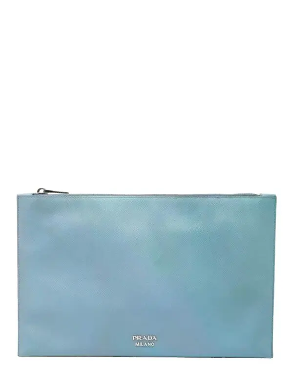 Prada Saffiano Leather Clutch Bag - Blue